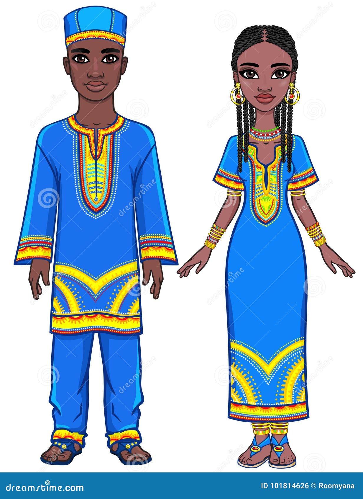 Animation Portrait of the African Family in Bright Ethnic Clothes. Full ... Animation Portrait of the African Family in Bright Ethnic Clothes. Full ...