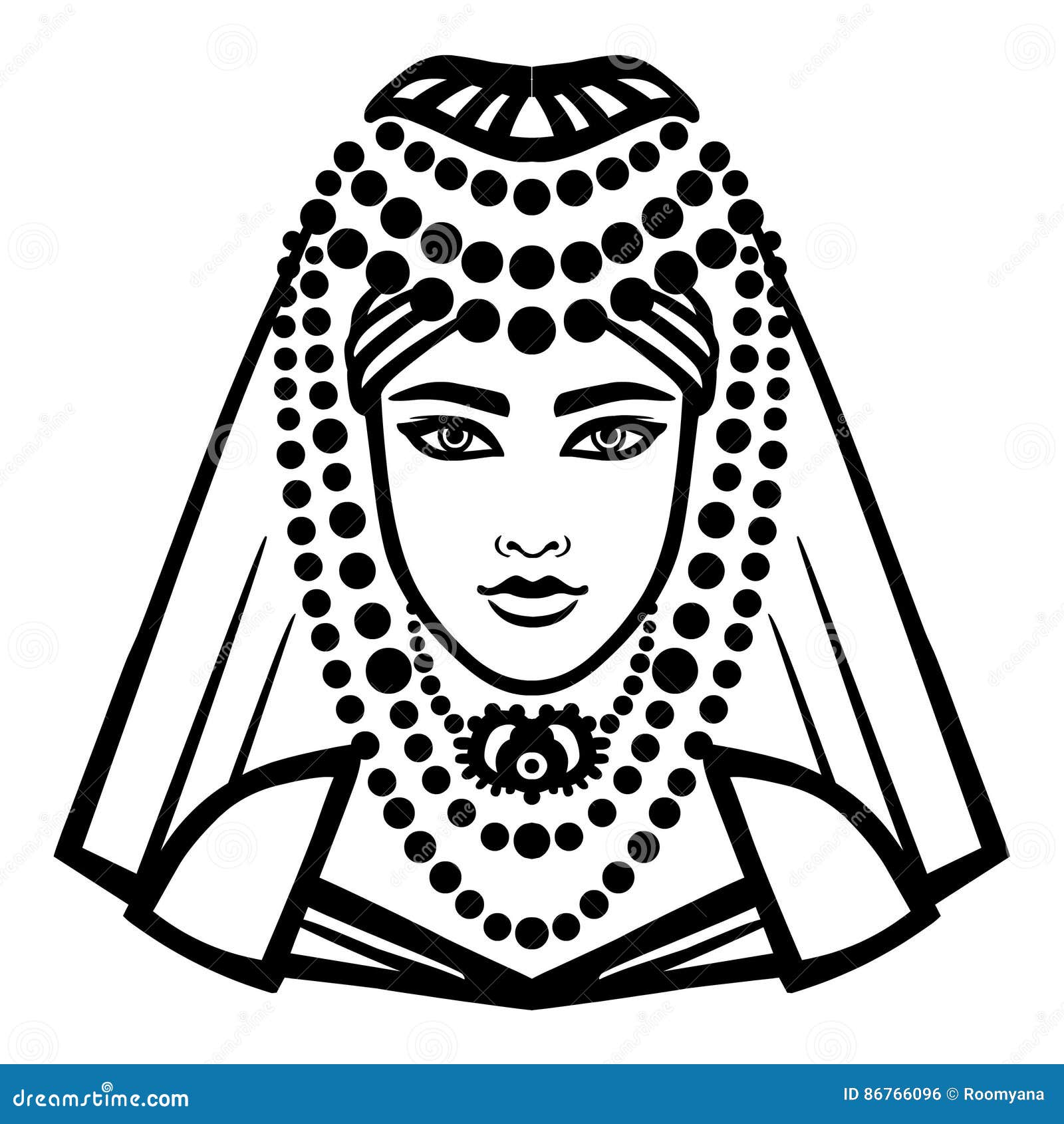 Animation Portrait Of The Arab Girl In Ancient Dress Stock Vector