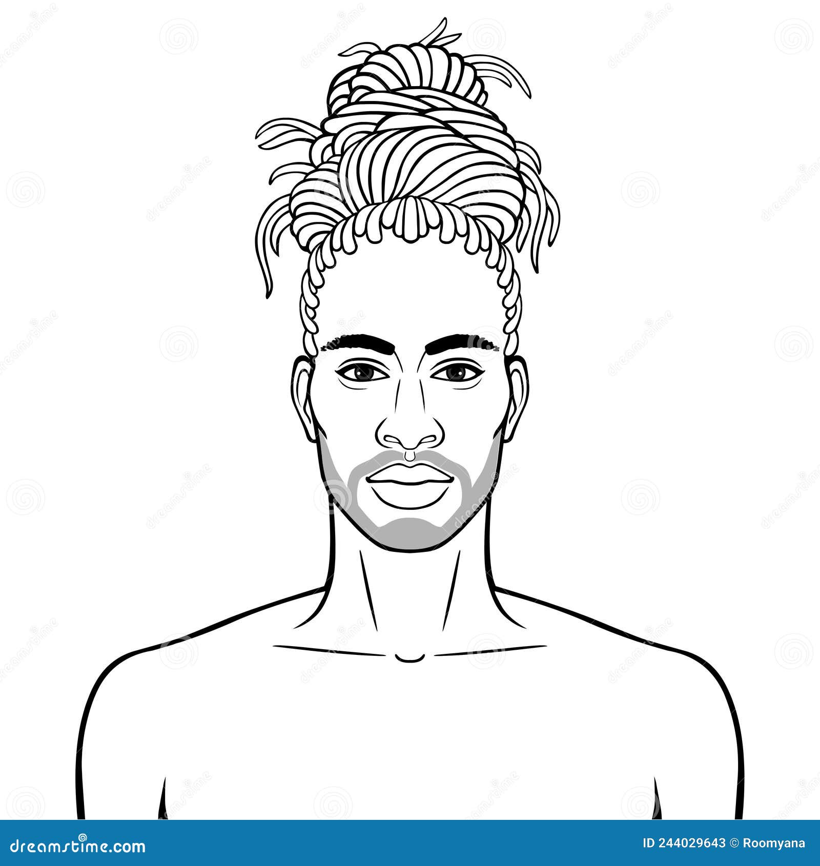 Animation Portrait Of Beautiful African Man With Dreadlock Hairstyle