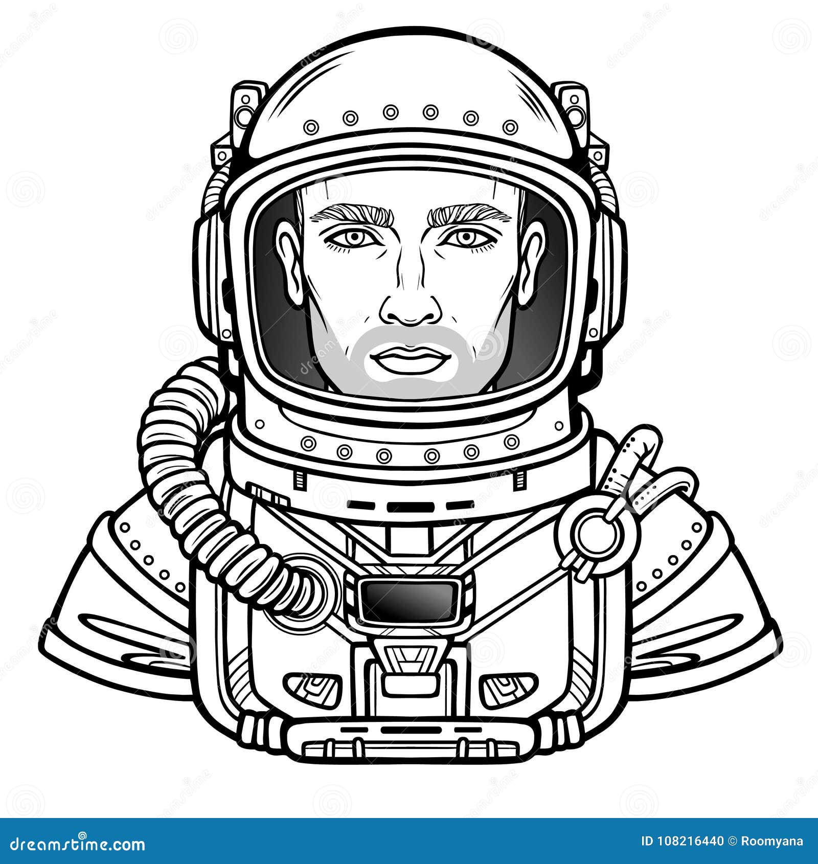 Animation Portrait of the Young Attractive Man of the Astronaut in a ... Animation Portrait of the Young Attractive Man of the Astronaut in a ...