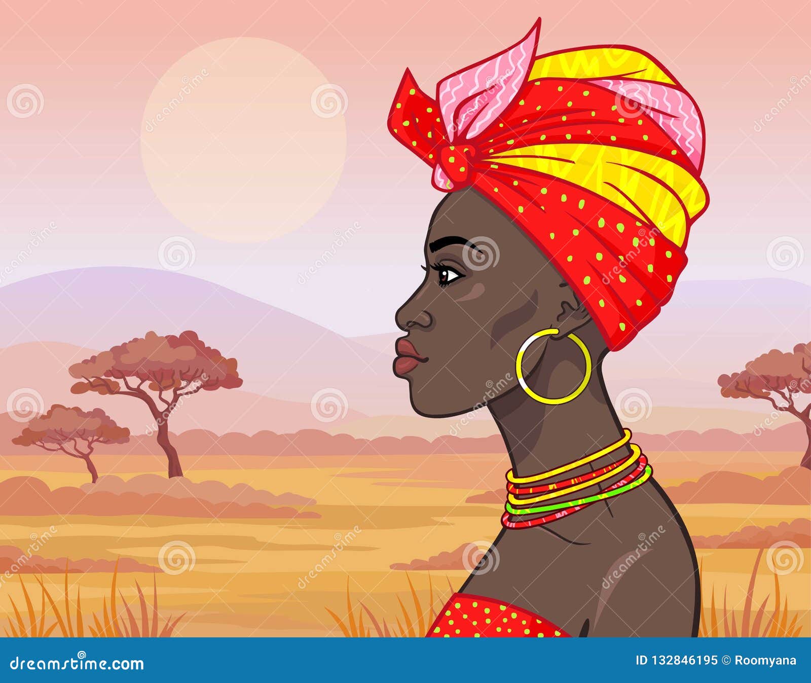 Animation Portrait of the Young Beautiful African Woman in Ancient ... Animation Portrait of the Young Beautiful African Woman in Ancient ...