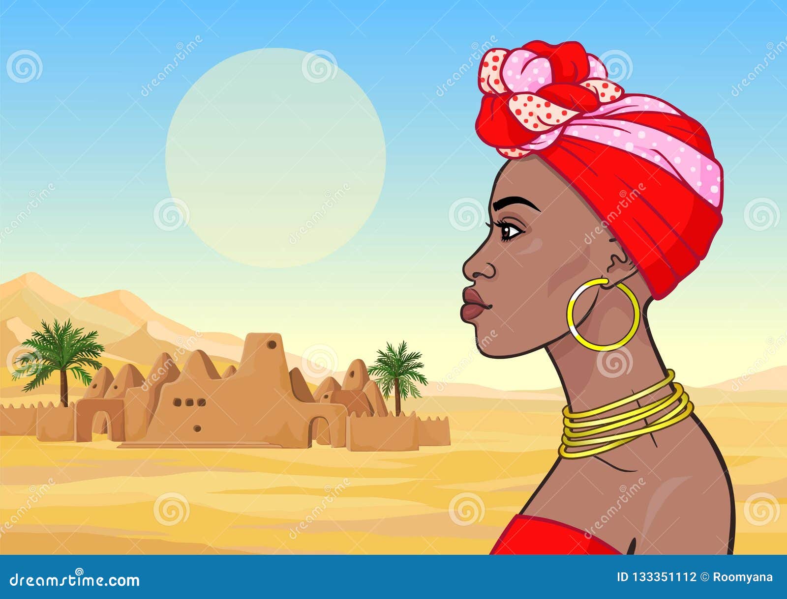 Animation Portrait of the Young Beautiful African Woman in Ancient ... Animation Portrait of the Young Beautiful African Woman in Ancient ...