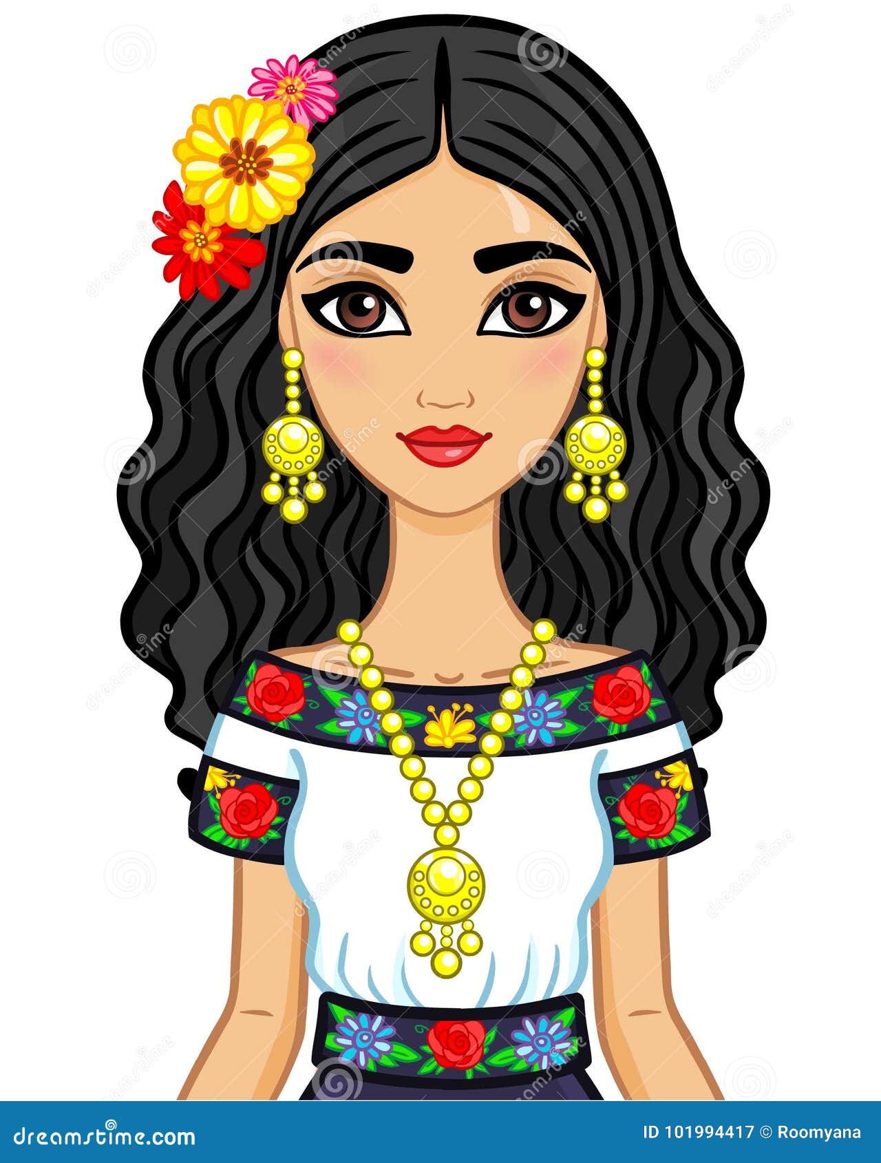 Animation Portrait of the Young Beautiful Mexican Girl in Ancient ... Animation Portrait of the Young Beautiful Mexican Girl in Ancient ...