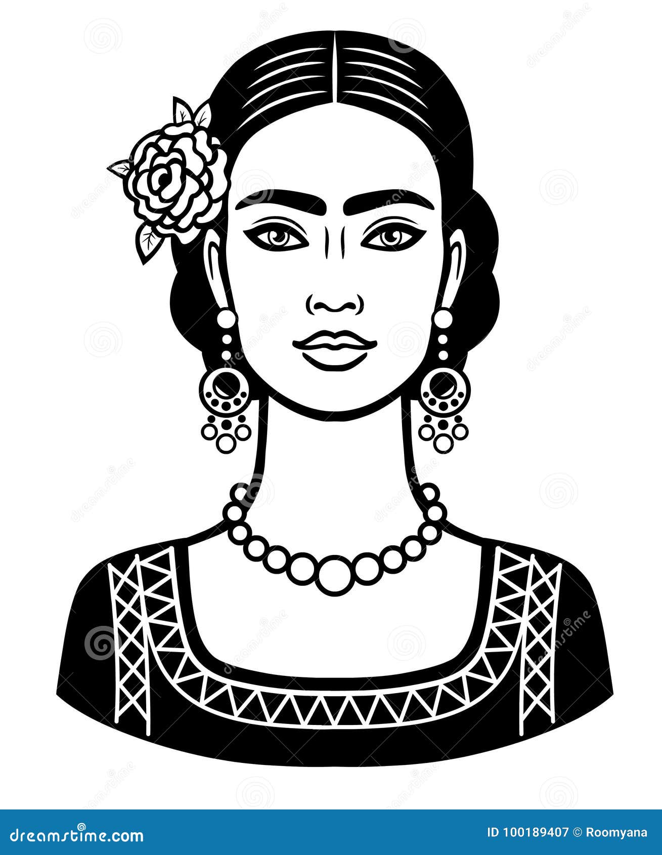Animation Portrait of the Young Beautiful Mexican Woman with a ... Animation Portrait of the Young Beautiful Mexican Woman with a ...