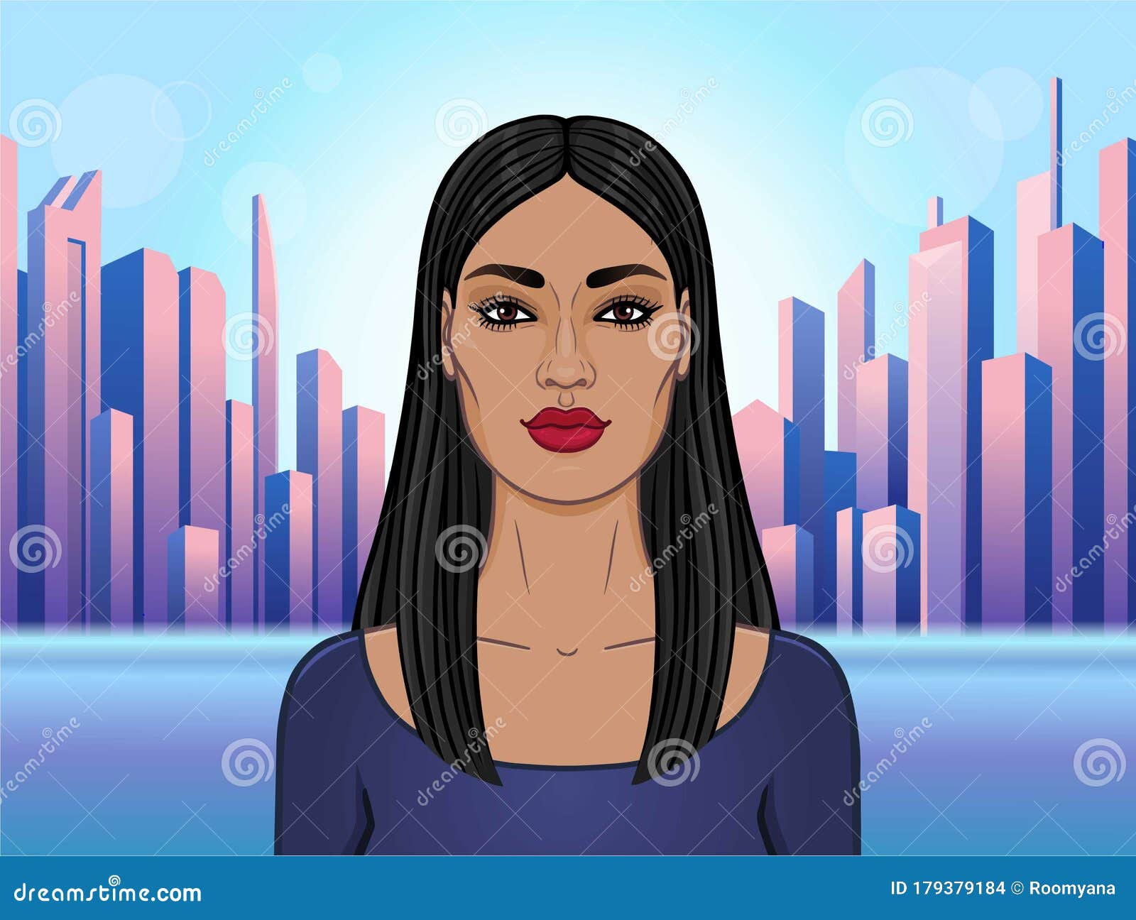 Animation Portrait of a Young Beautiful Woman. Stock Vector ... Animation Portrait of a Young Beautiful Woman. Stock Vector ...