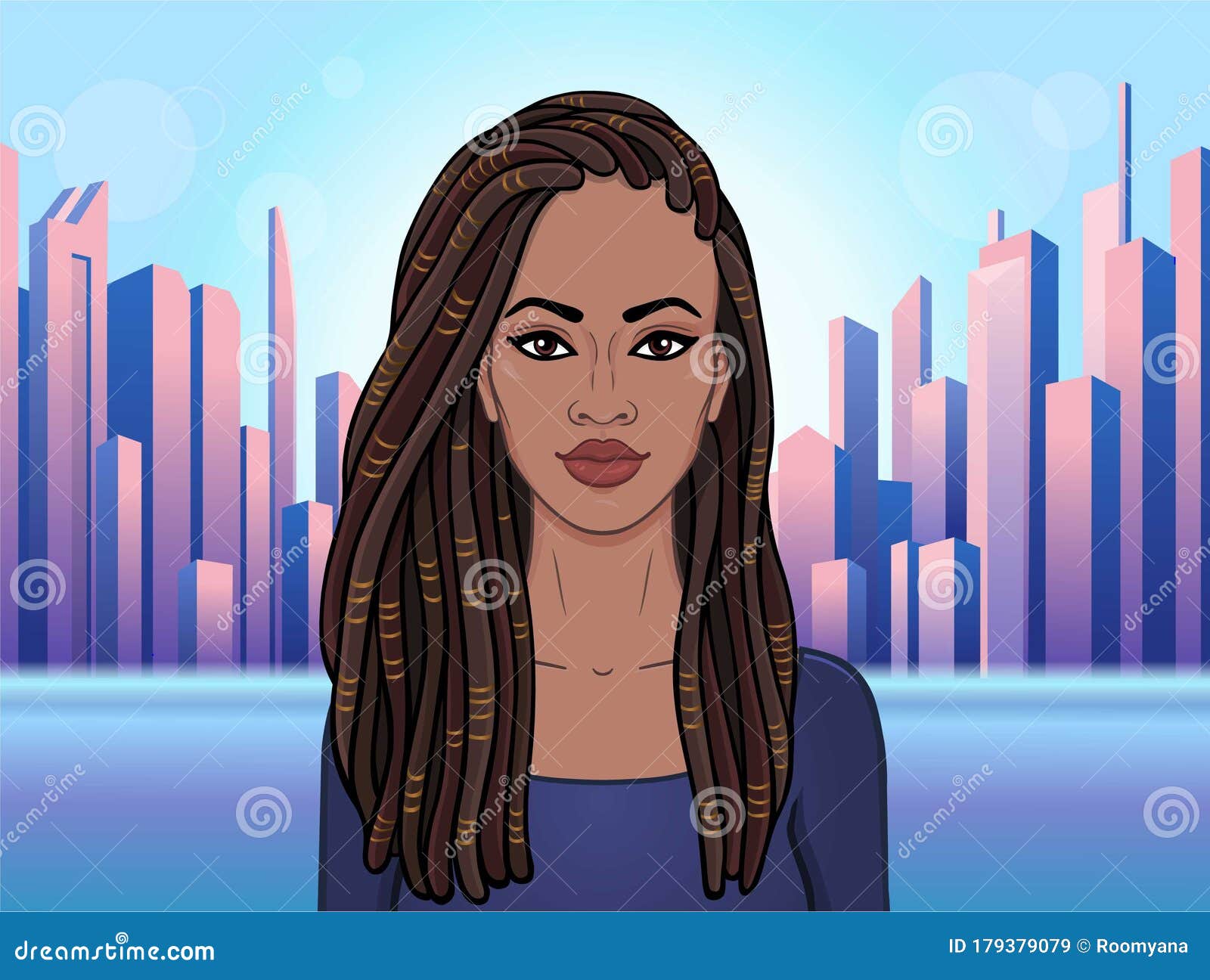 Animation Portrait of a Young Black Woman with Dreadlocks. Stock Vector ... Animation Portrait of a Young Black Woman with Dreadlocks. Stock Vector ...