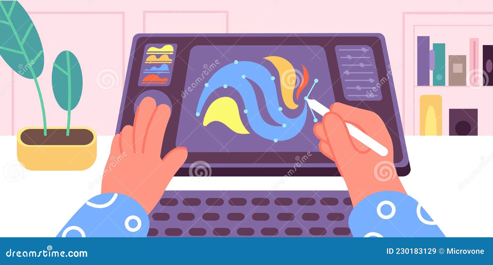 Animation Process. Computer Graphic Screen, Animator Artist Create ...