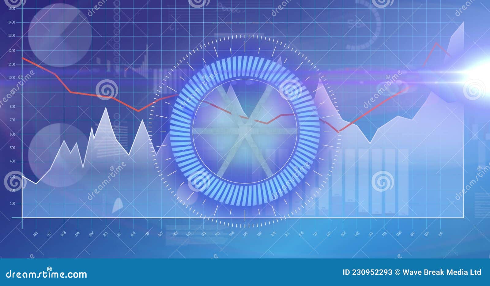 Animation of Processing Circle and Light on Scientific Graph and Data ...