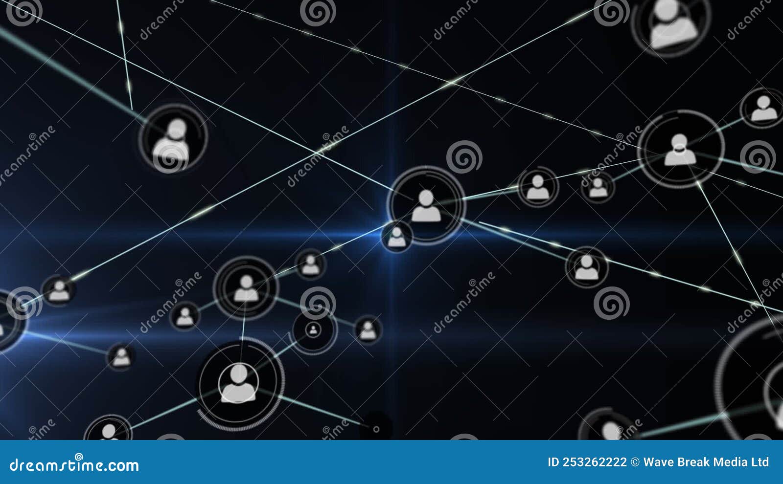 Animation of Profile Icons Connecting Dots with Bright Blue Light on ...