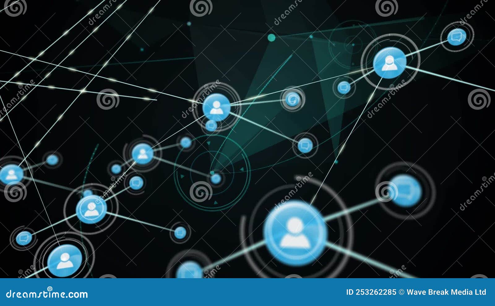 Animation of Profile Icons Connecting Dots, Circles with Bright Blue ...