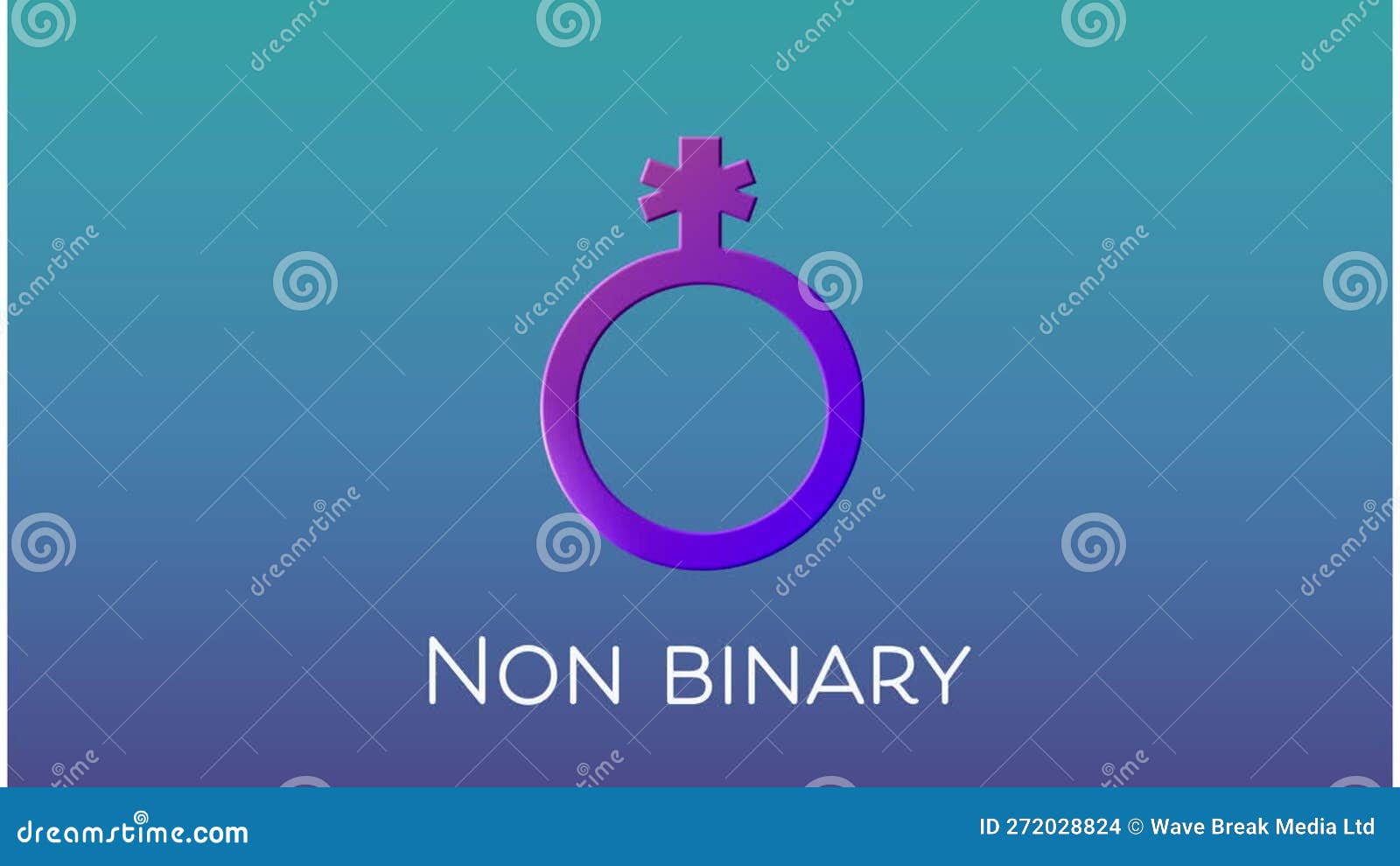 Animation of Purple Non Binary Symbol with Non Binary Text Against Blue ...