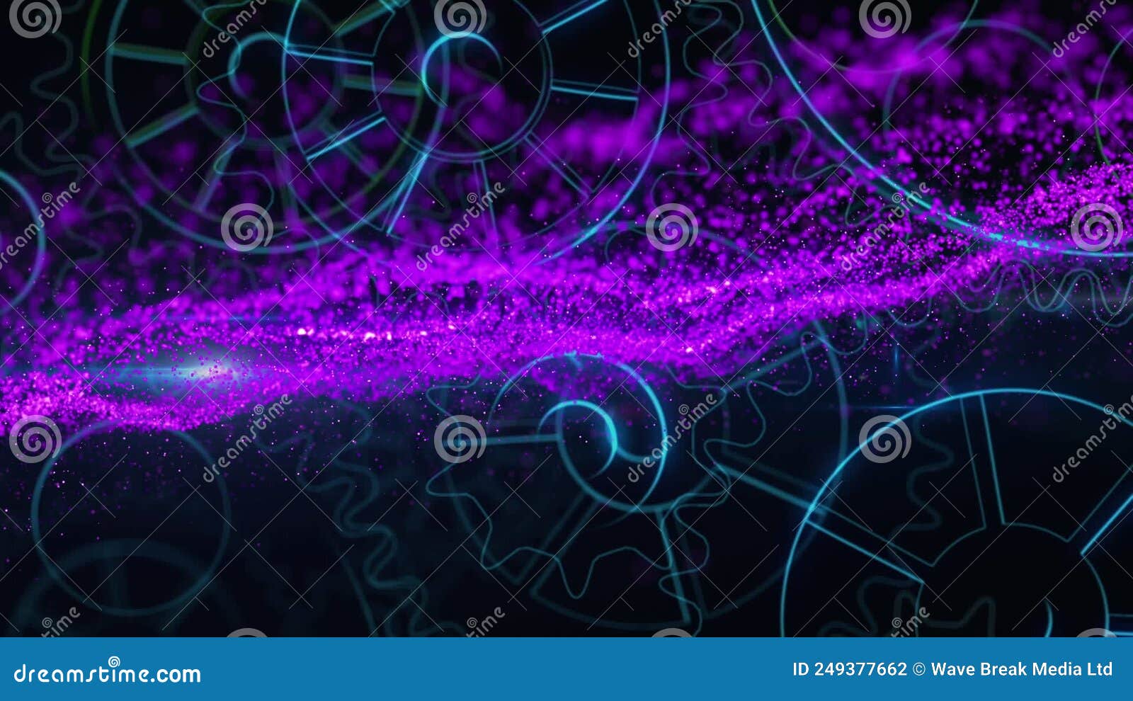 Animation of Purple Spots Over Cogs on Black Background Stock Footage ...