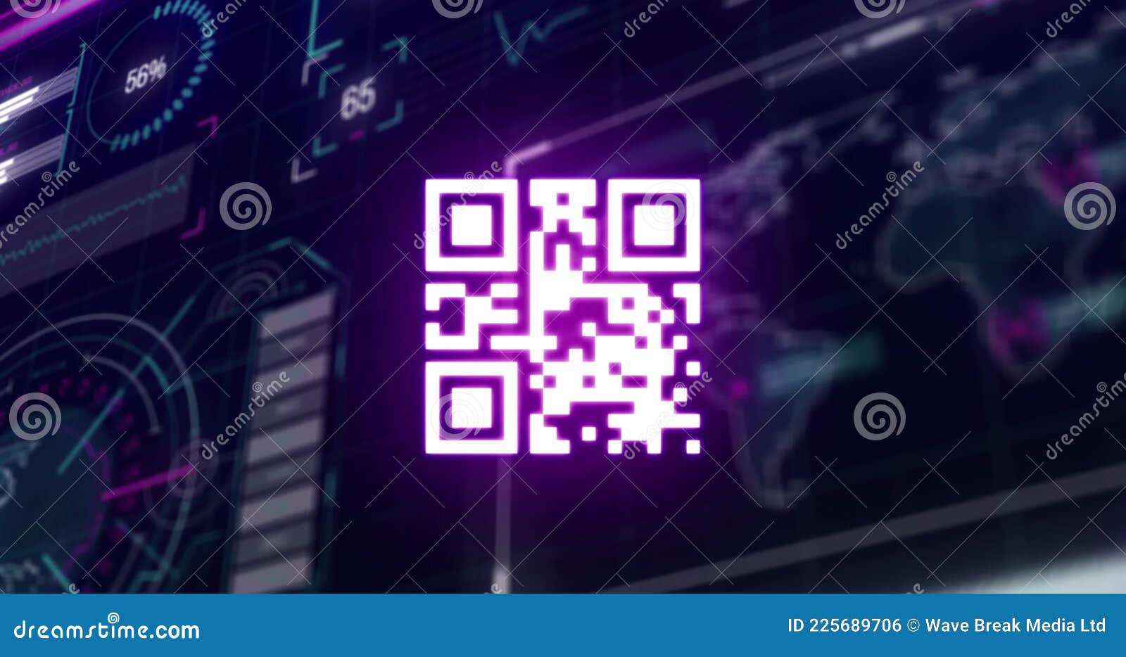 No People Animation Qr Code Data Processing Interface Digitally Generated Communication ...