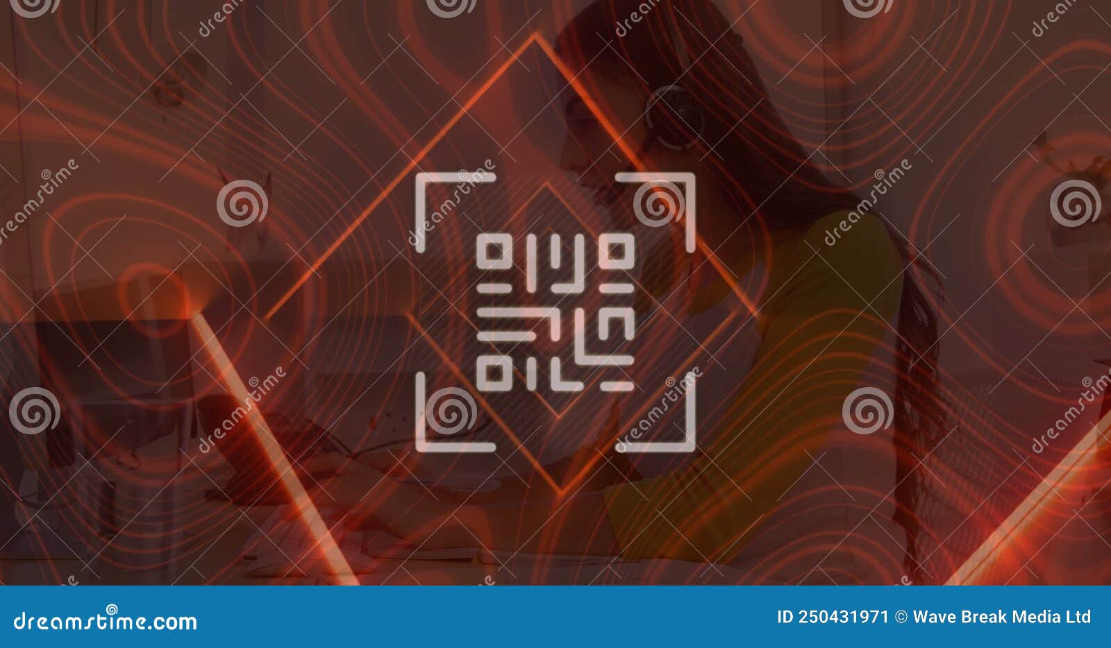 Animation of Qr Code Over Biracial Women Using Phone Headset Stock ... Animation of Qr Code Over Biracial Women Using Phone Headset Stock ...
