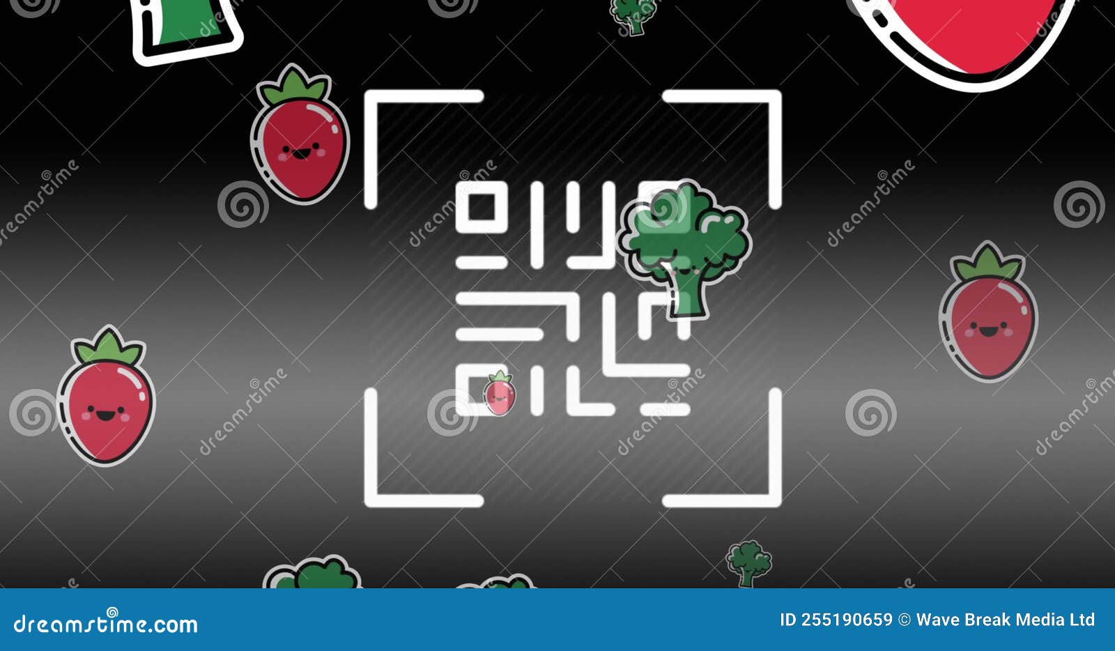 Animation of Qr Code and Vegetable Icons Stock Video - Video of network ...