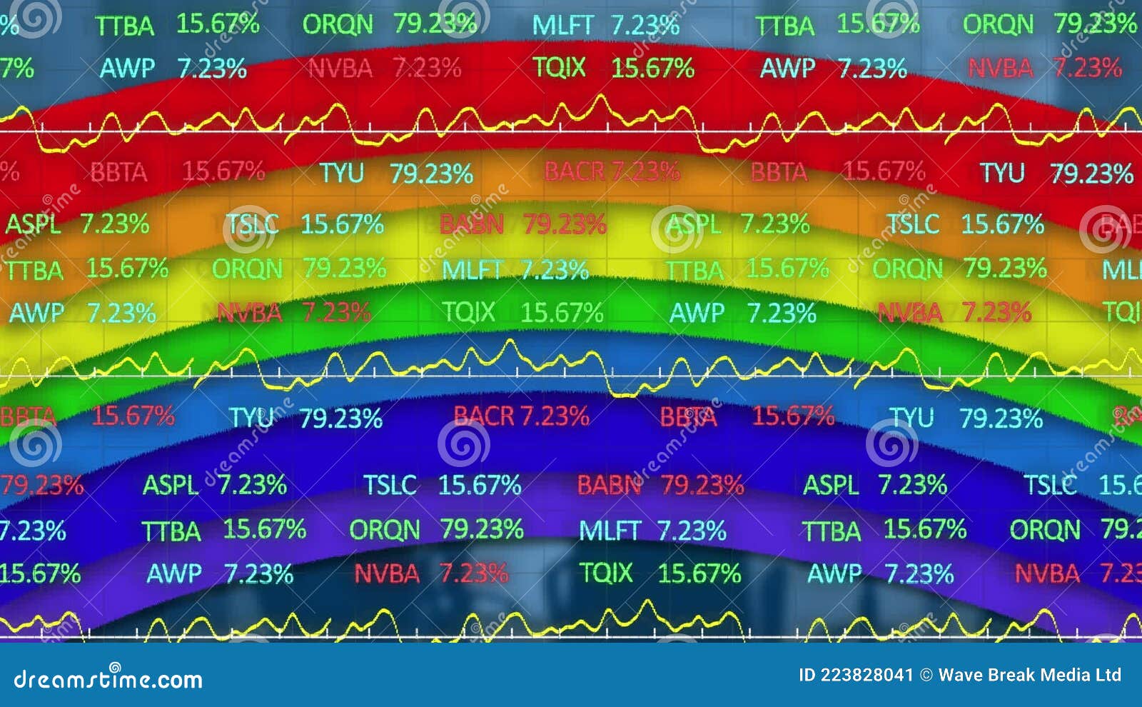Animation of Rainbow and Data Processing Over Empty Office Stock Video ...