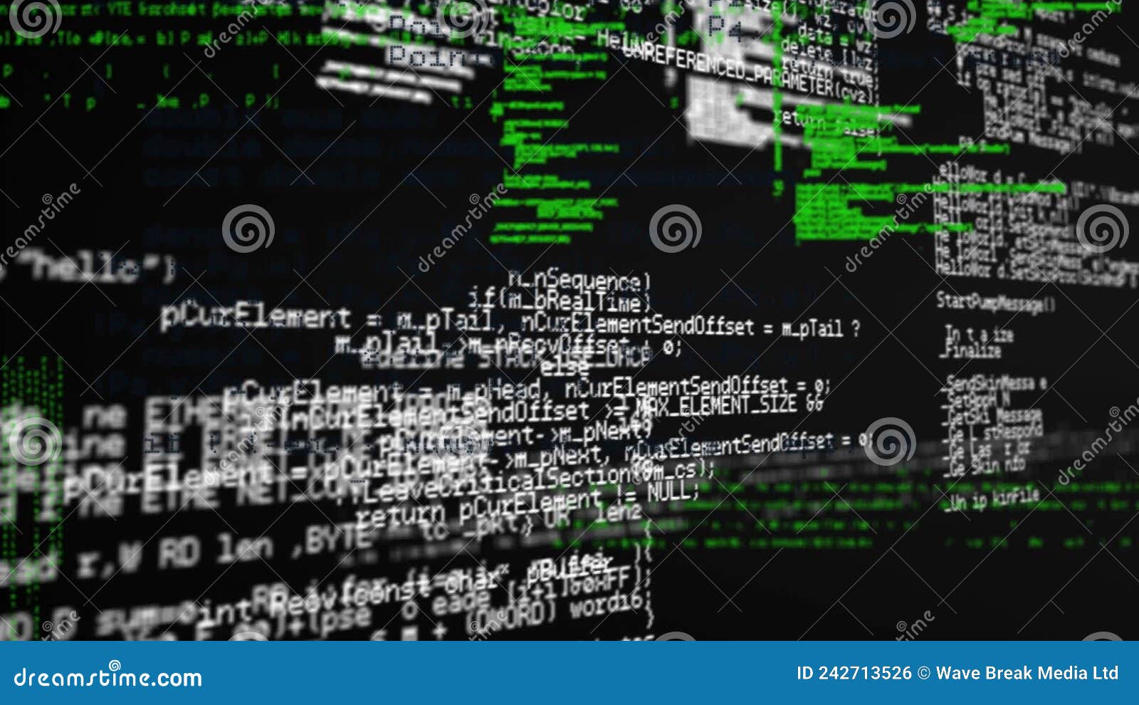 Animation of Red and Green Data Processing on Black Background Stock ...