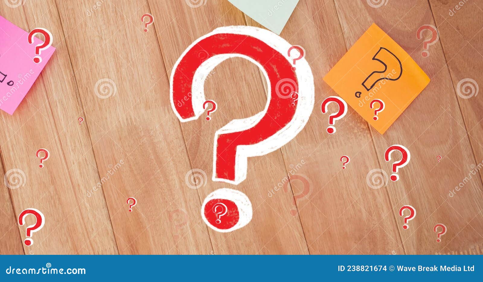 No People Animation Red Question Mark Multicolour Memo Note Wooden ...