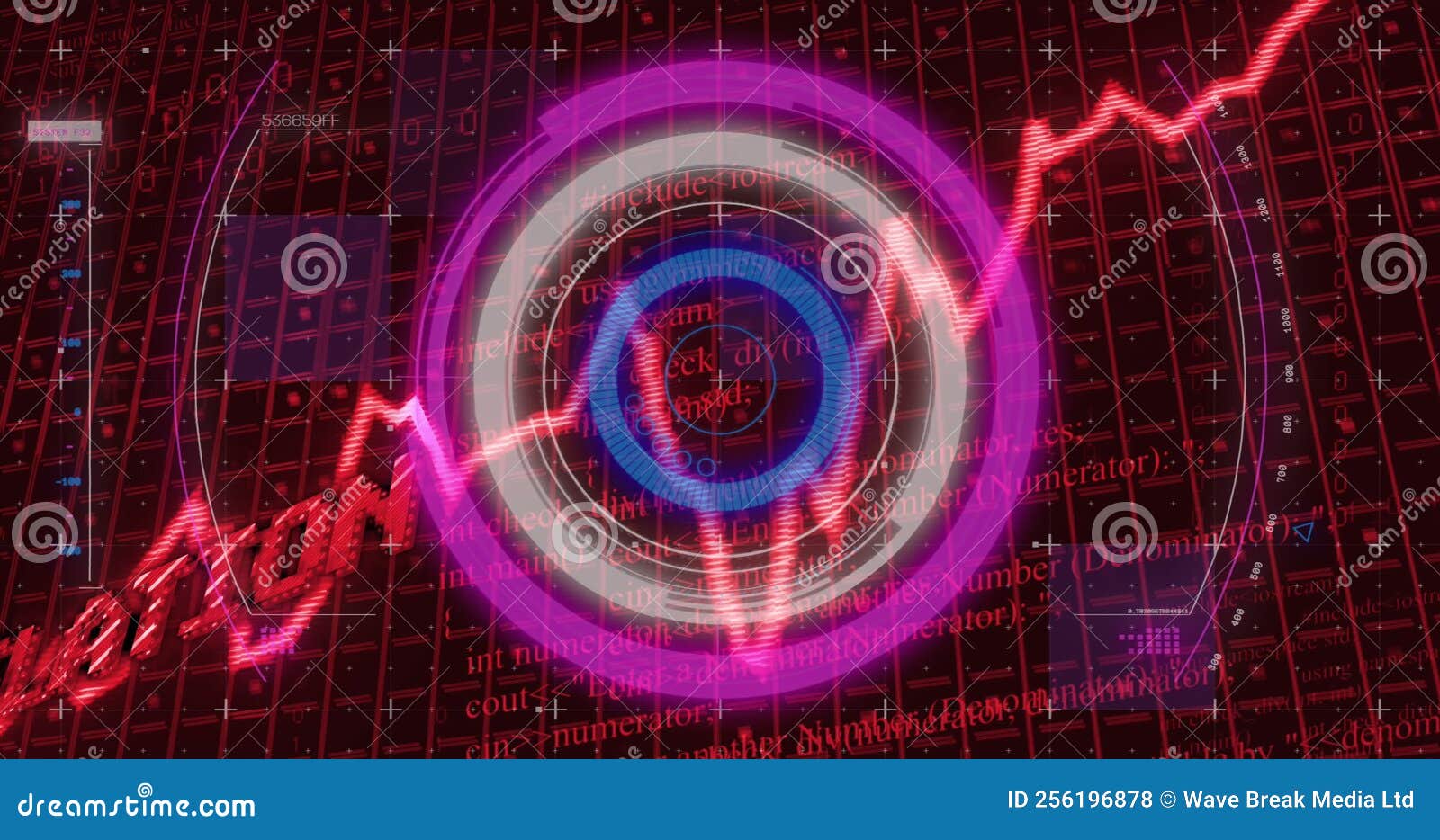 Animation of Red Stagflation Text, Graph and Grid Over Colourful ...