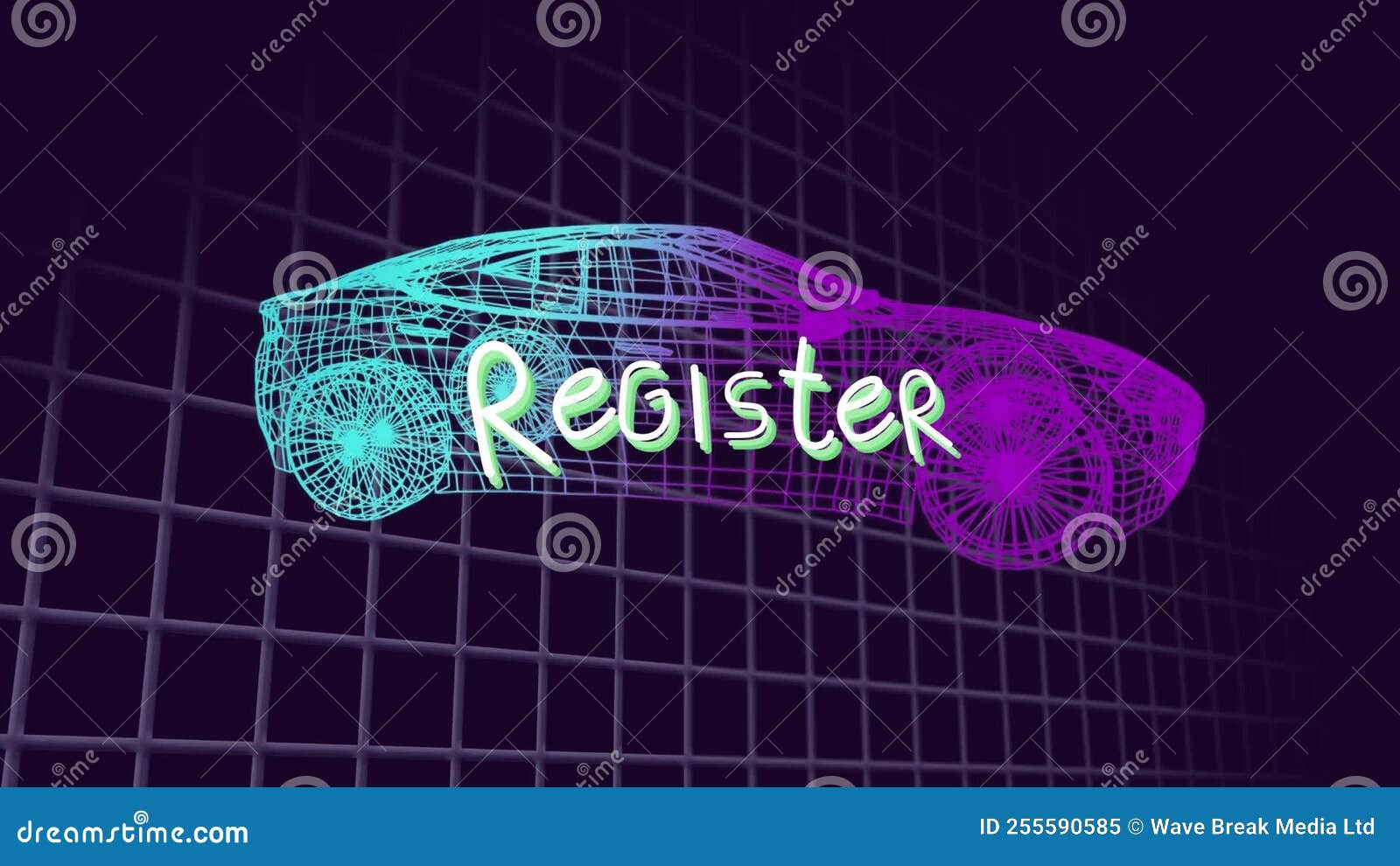 No People Animation Register Text Banner Car Model Grid Network Black ...