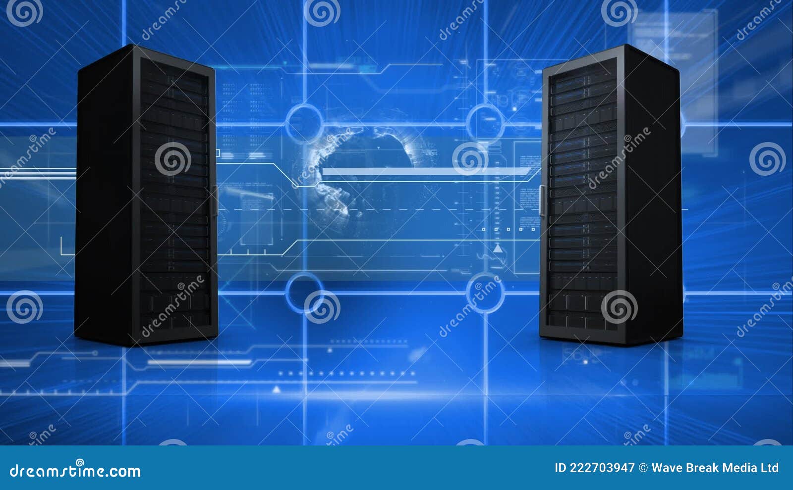 Animation of Rotating Globe, with Servers and Interface with Data ...