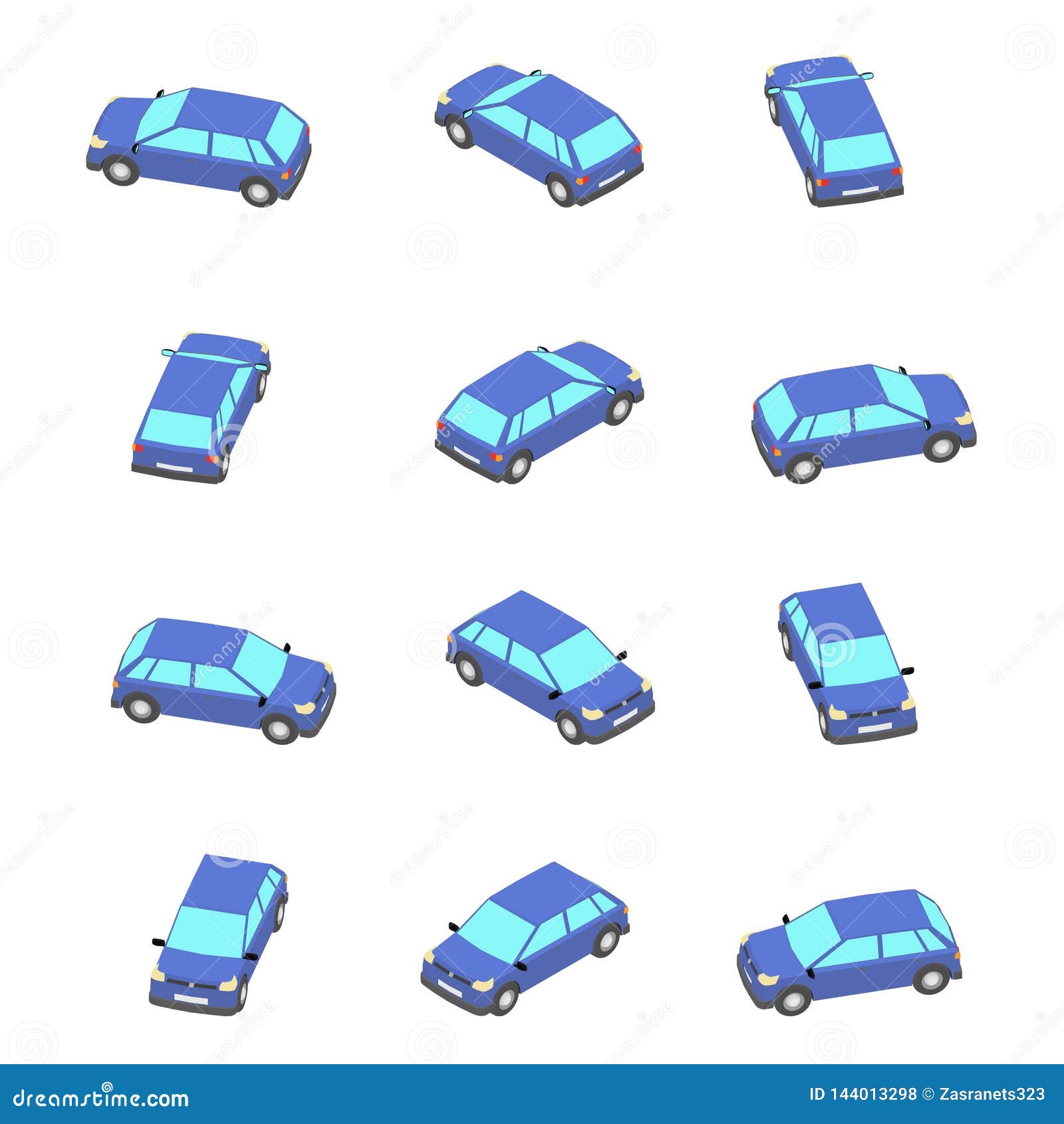 Animation of the Rotation of the Car in Isometric View. Stock Vector ...