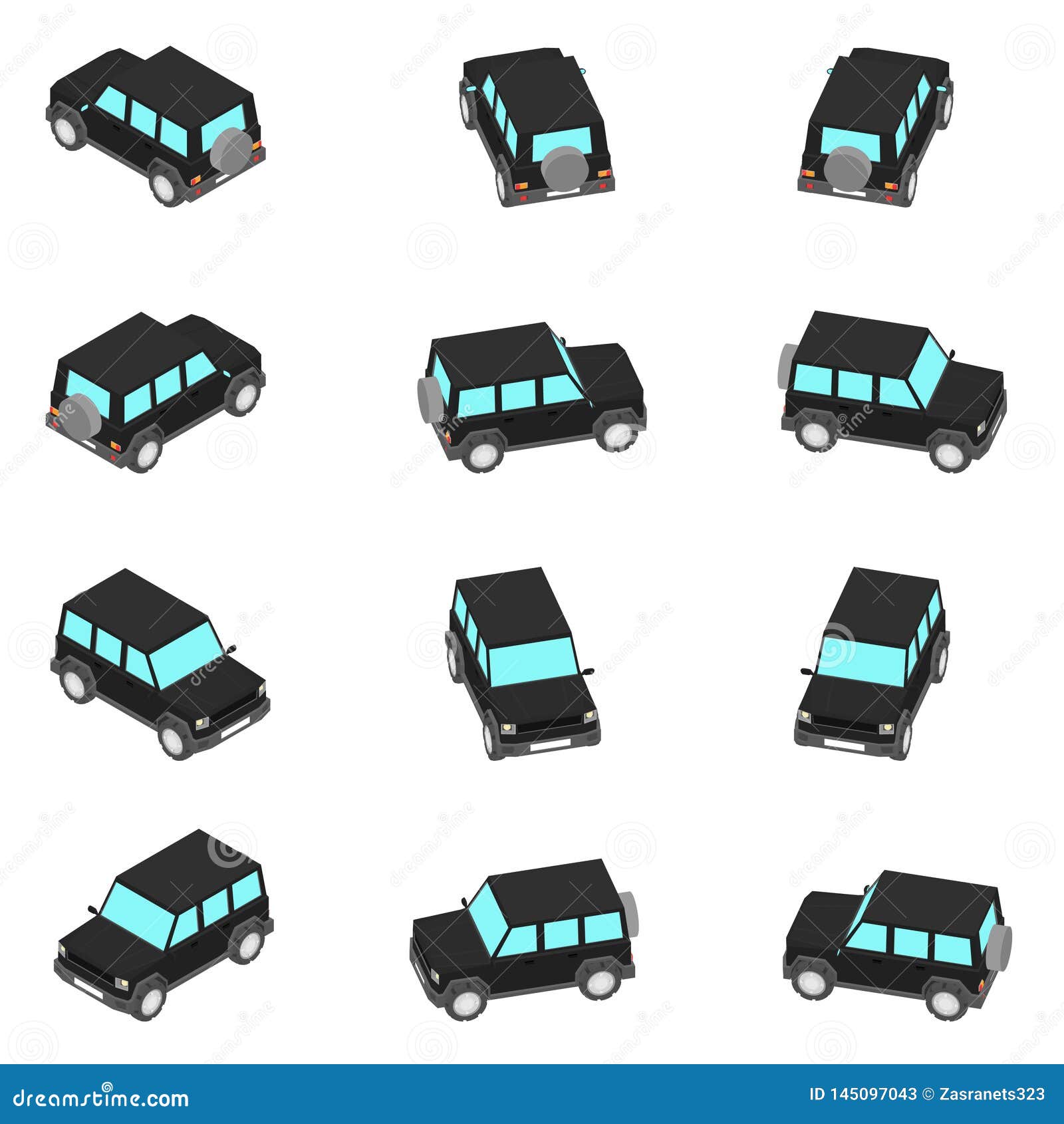 Animation of the Rotation of the of an SUV in View Isometric. Stock ...