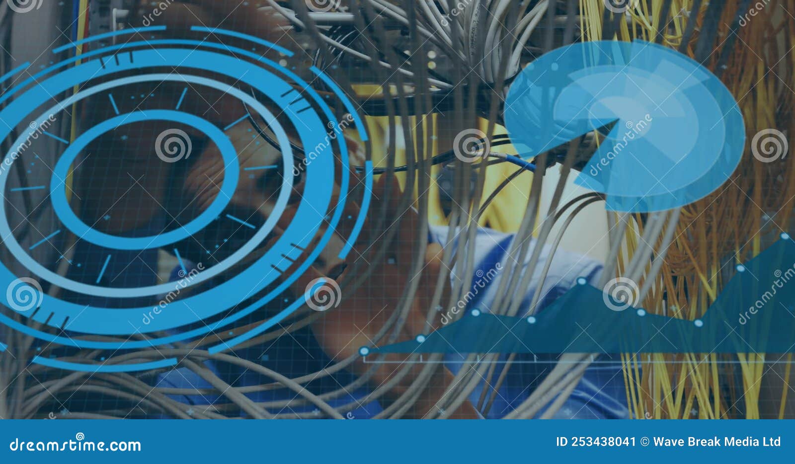 Animation of Round Scanner and Data Processing Over Caucasian Male ...