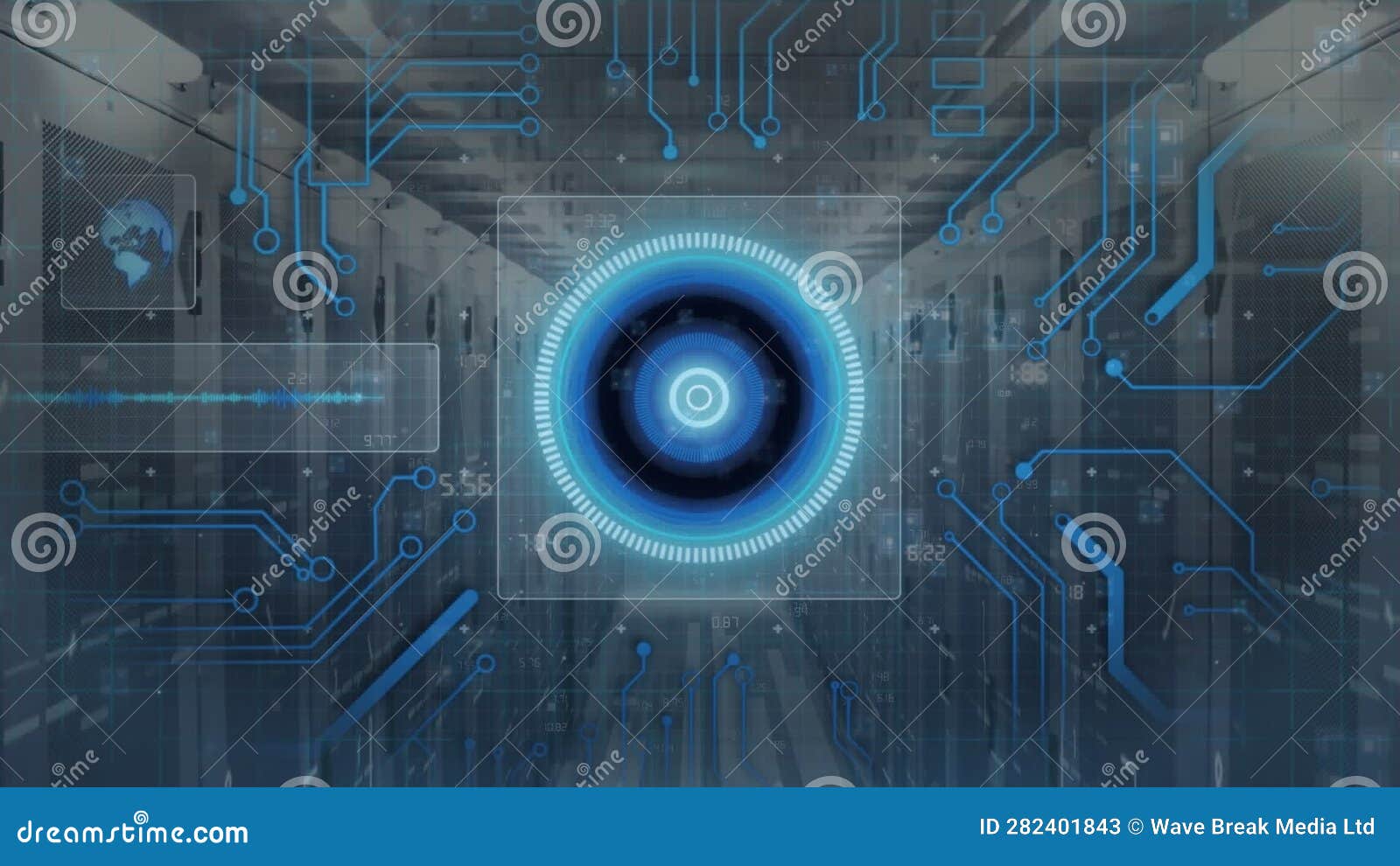 Animation of Round Scanner and Microprocessor Connections Over Spinning ...