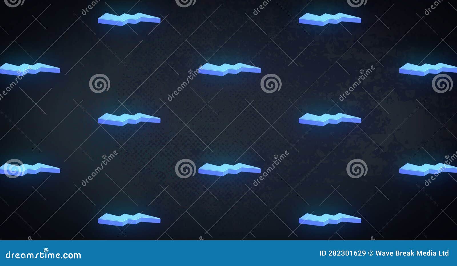 Animation of Rows of Blue Thunder Pattern Moving on Black Background ...