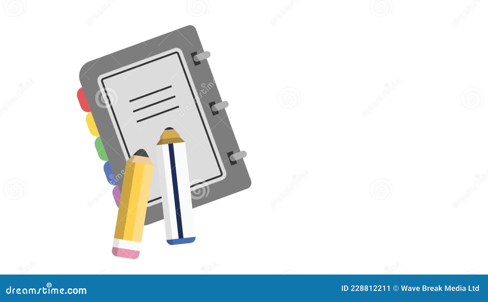 Animation of Rows of School Items, Notebooks and Pencils on White ...