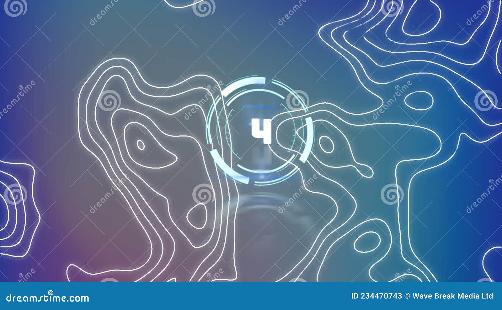 Animation of Safe Lock with Countdown Over Contour Lines on Dark ...
