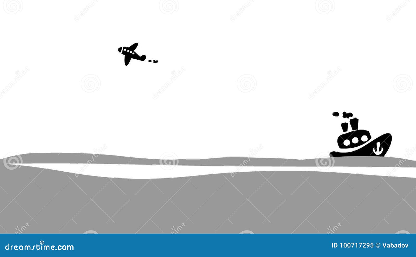 Animation of Sailing Ship and Flying Plane Stock Video - Video of ...