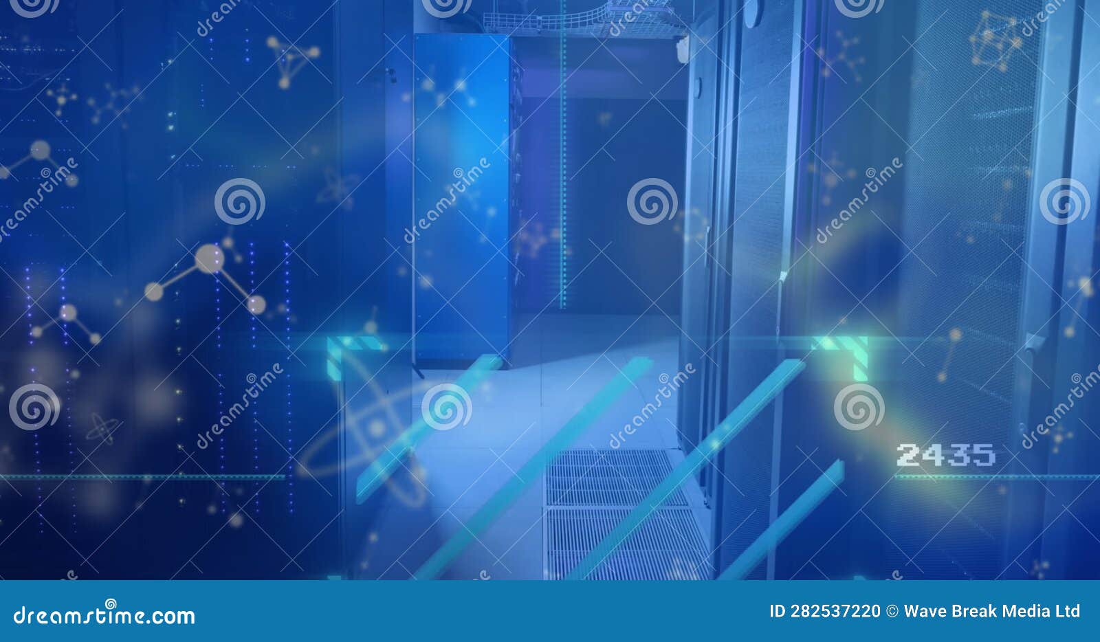 Animation of Scanner and Molecular Structures Floating Against Computer ...