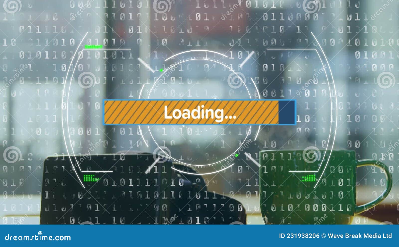 No People Animation Scope Scanning Binary Coding Data Processing Vr Headset Connection ...