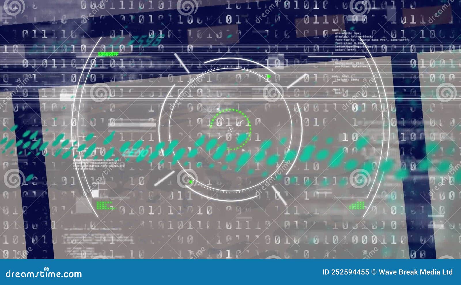 No People Animation Scope Scanning Financial Binary Coding Data Processing Blue Background ...