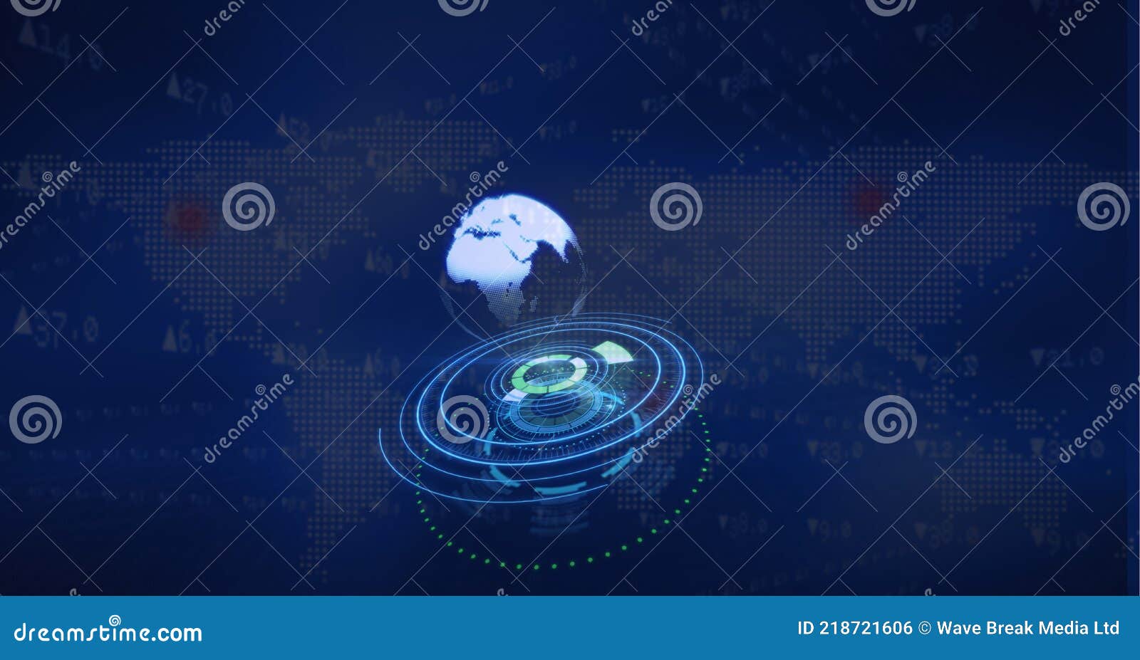 Animation of Scope Scanning Over Globe and World Map Stock Illustration ...