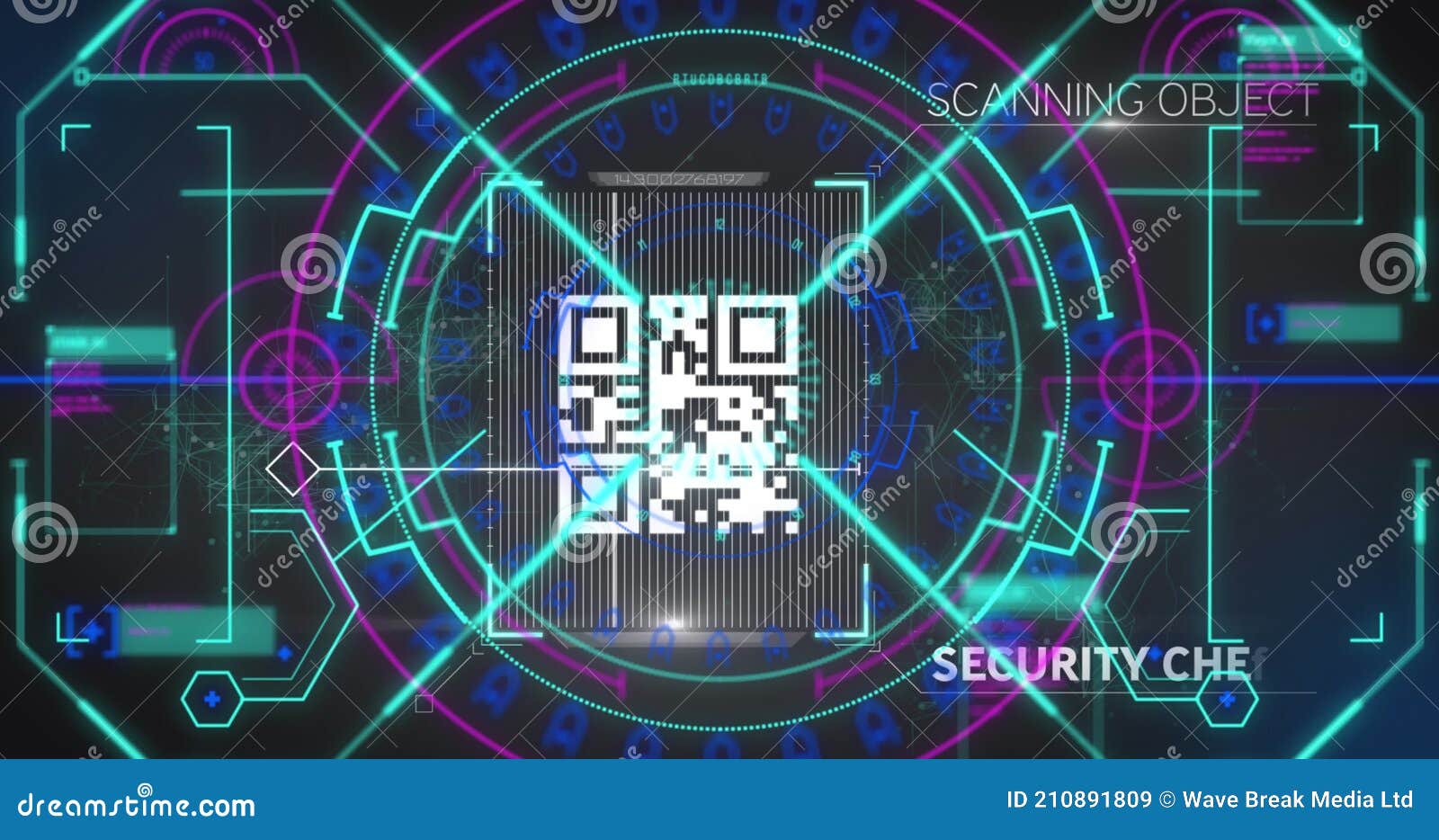 Animation of Scope Scanning and Qr Code Security Check on Black Background Stock Video - Video ...