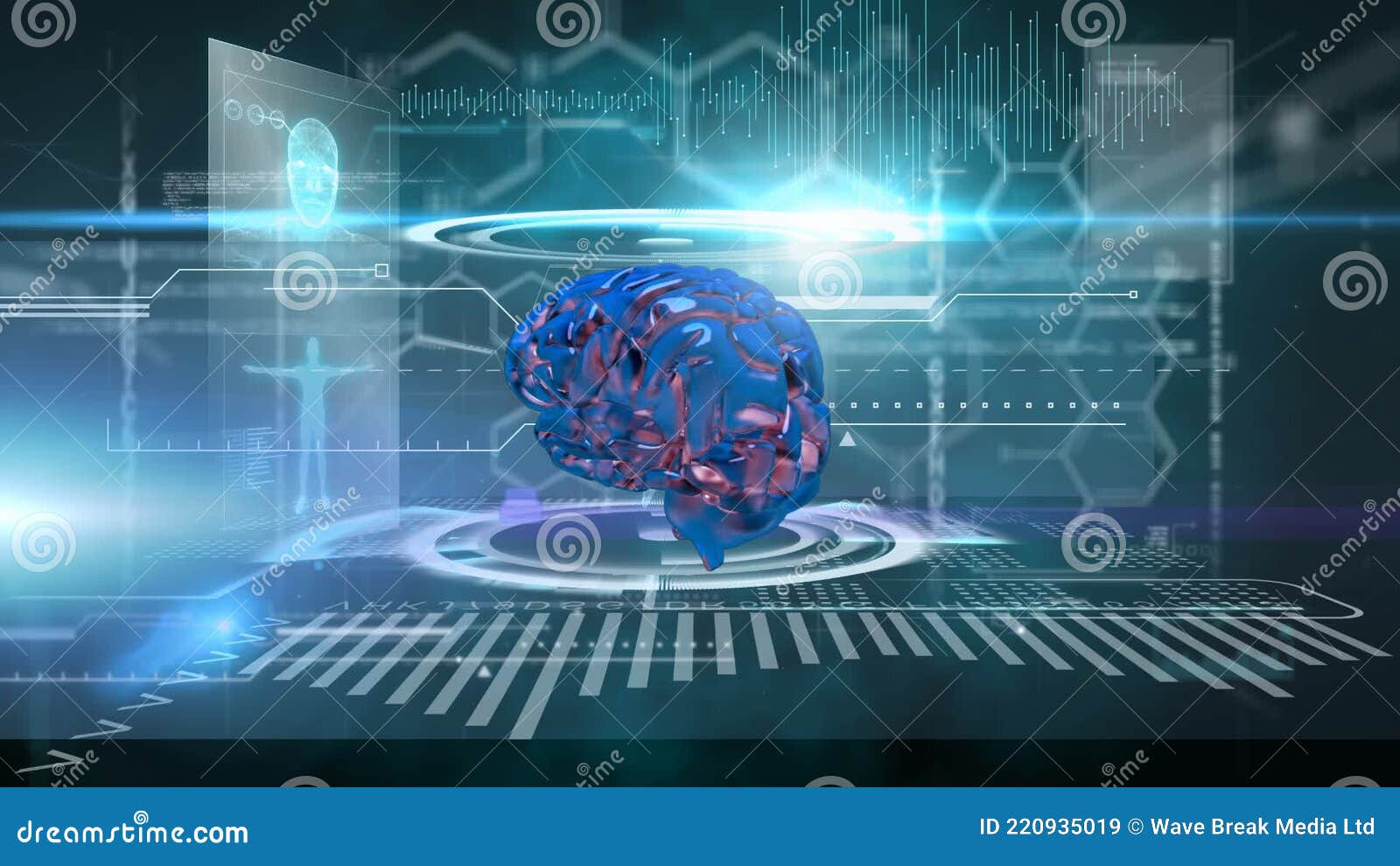 Animation of Scopes Scanning Human Brain and Medical Data Processing on ...