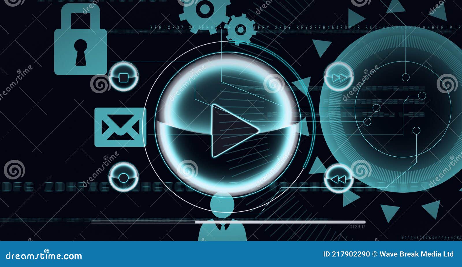 Animation of Scopes Scanning and Icons on Black Background Stock ...