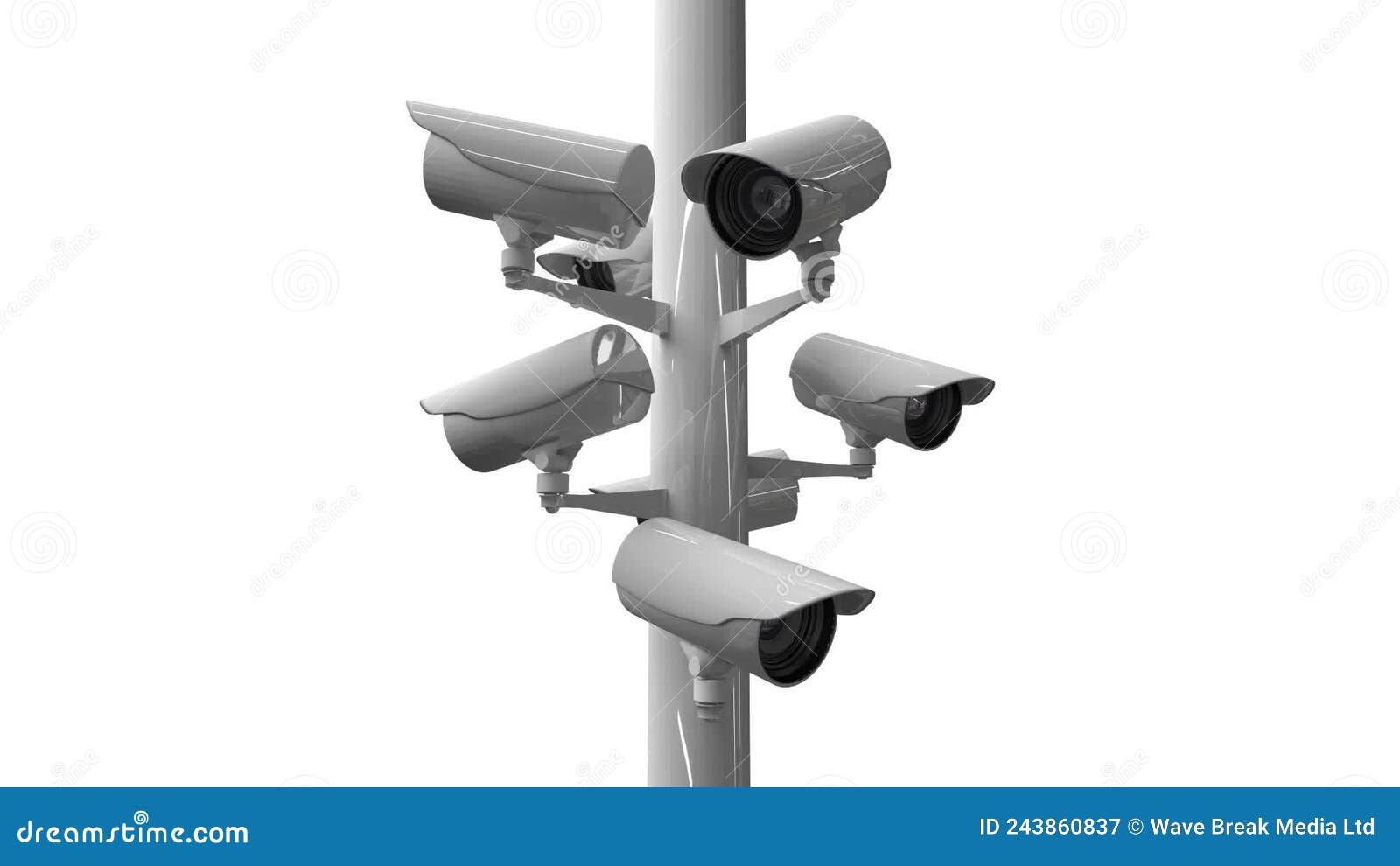 Animation of Security Cameras on Pole on White Background Stock Video ...