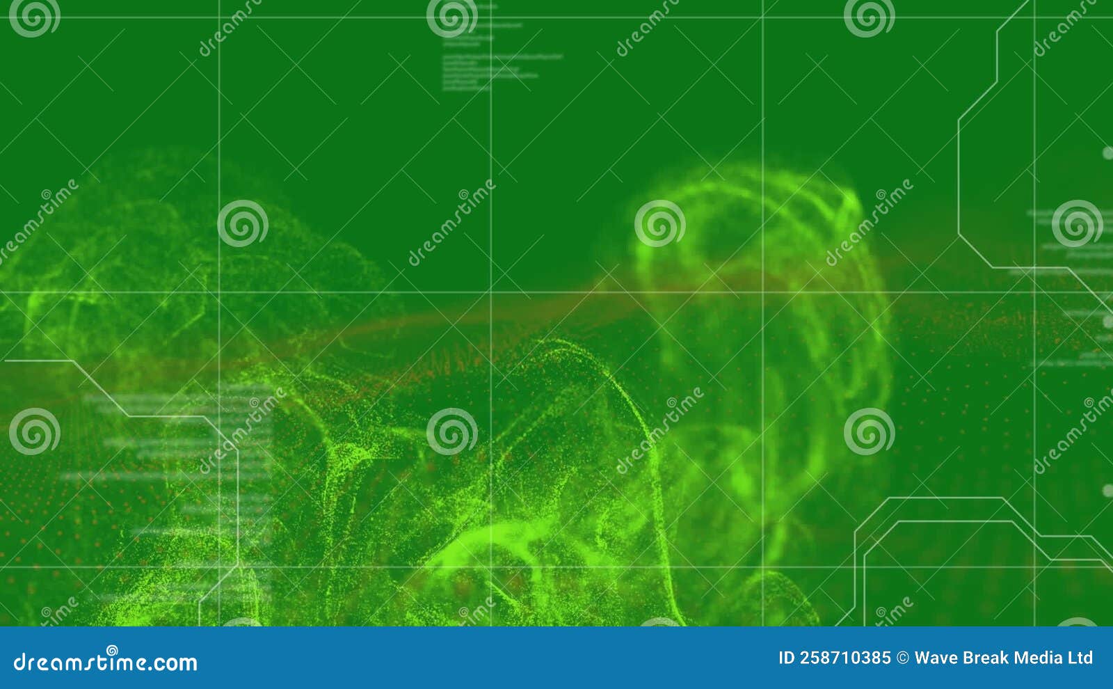 Animation of Shapes Over Data Processing on Green Background Stock ...