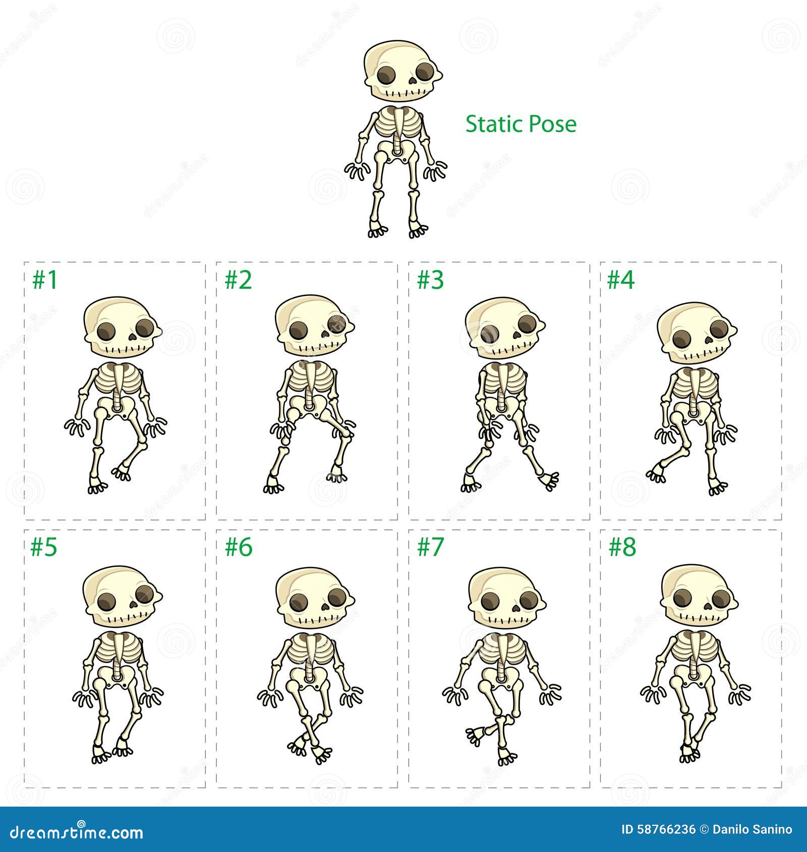 Animation Of Skeleton Walking Vector Illustration | CartoonDealer.com ...