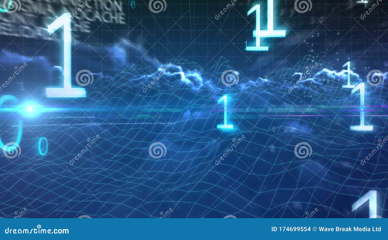 Animation of Sky and Binary Coding Flowing Stock Footage - Video of ...