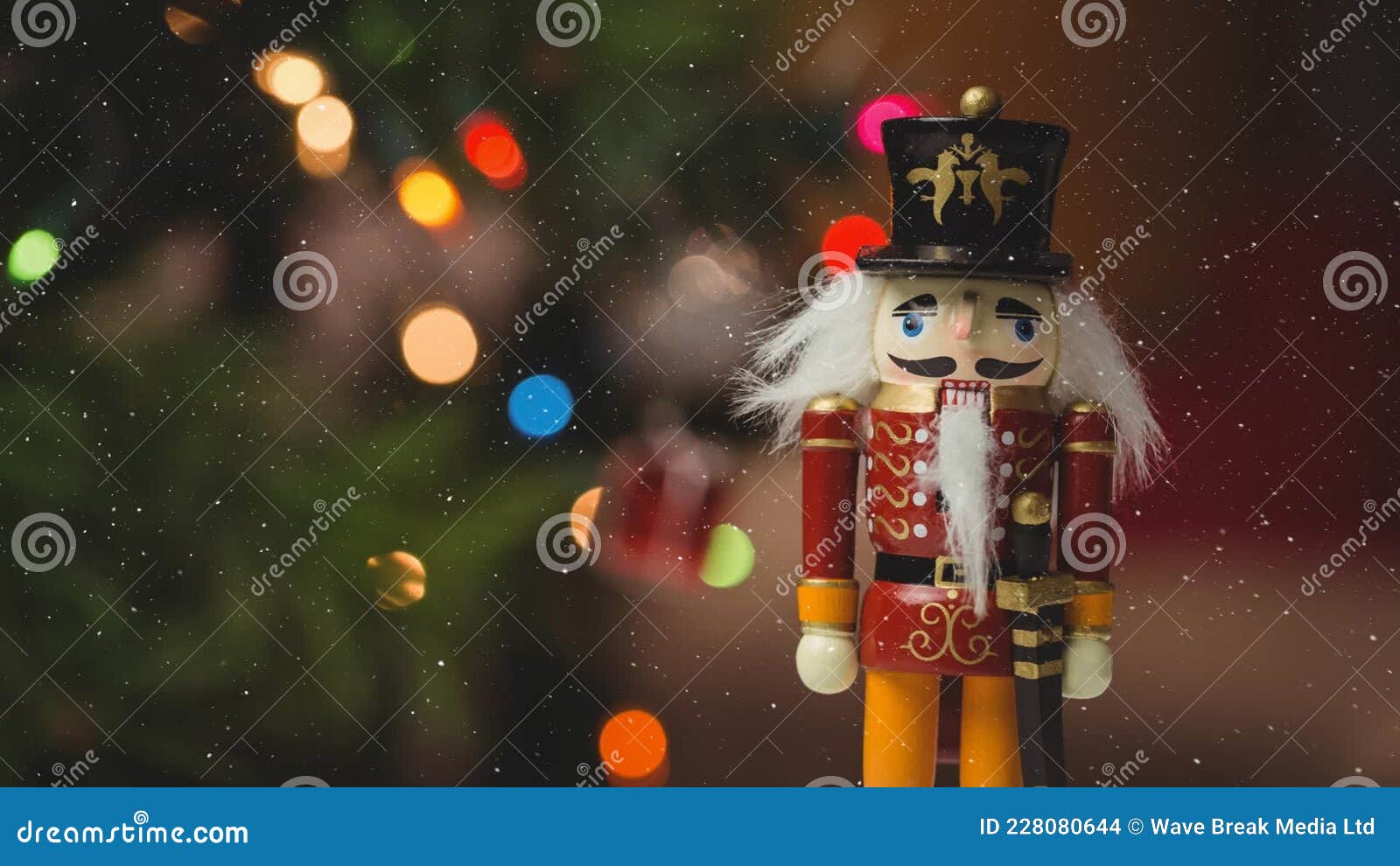Animation of Snow Falling Over Close Up of Nutcracker Stock Footage ...