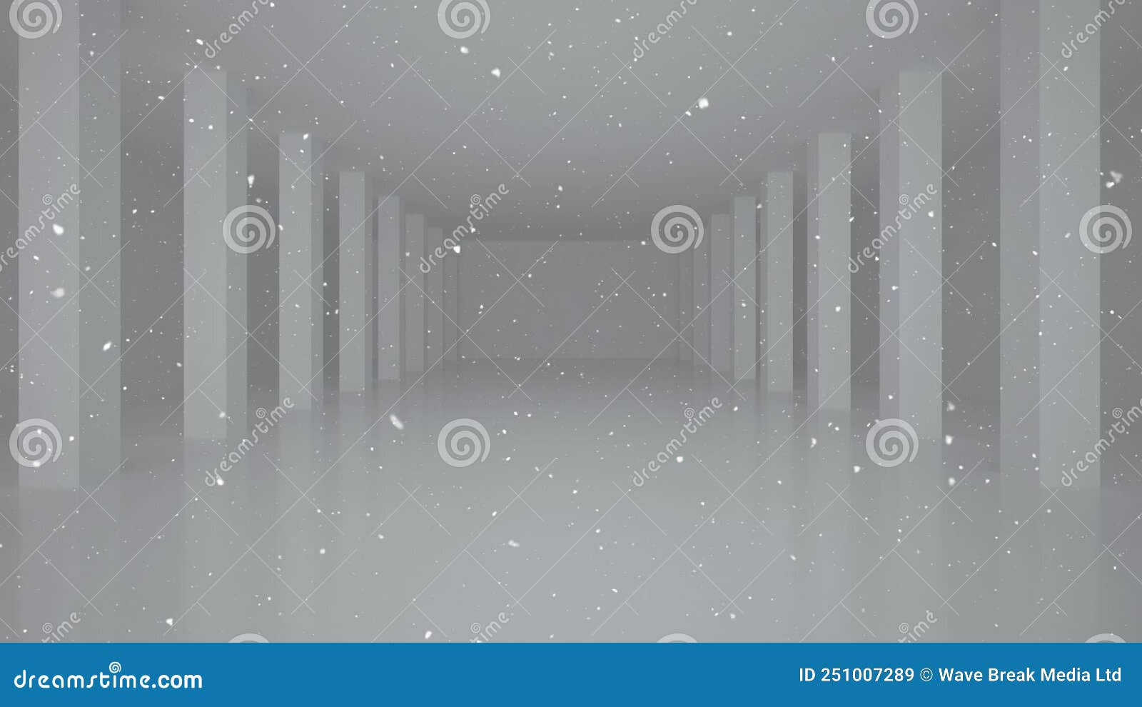 Animation of Snow Falling in Seamless Loop Over Empty Modern Interiors ...