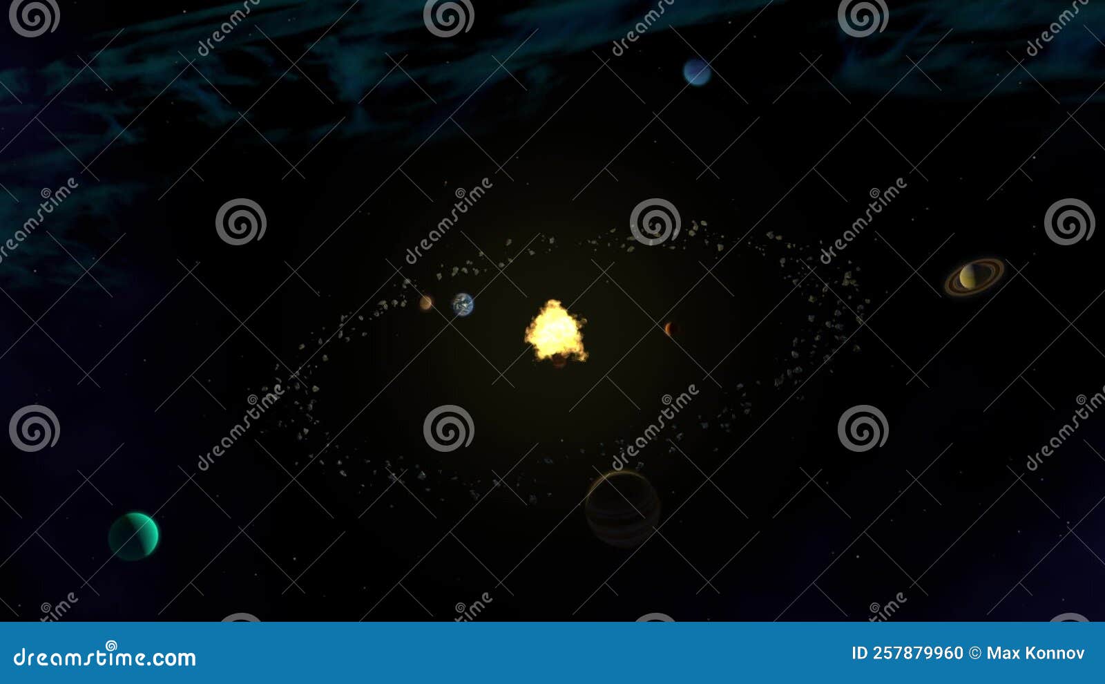 Animation of a Solar System - Planets Fly Around the Sun in Orbits ...