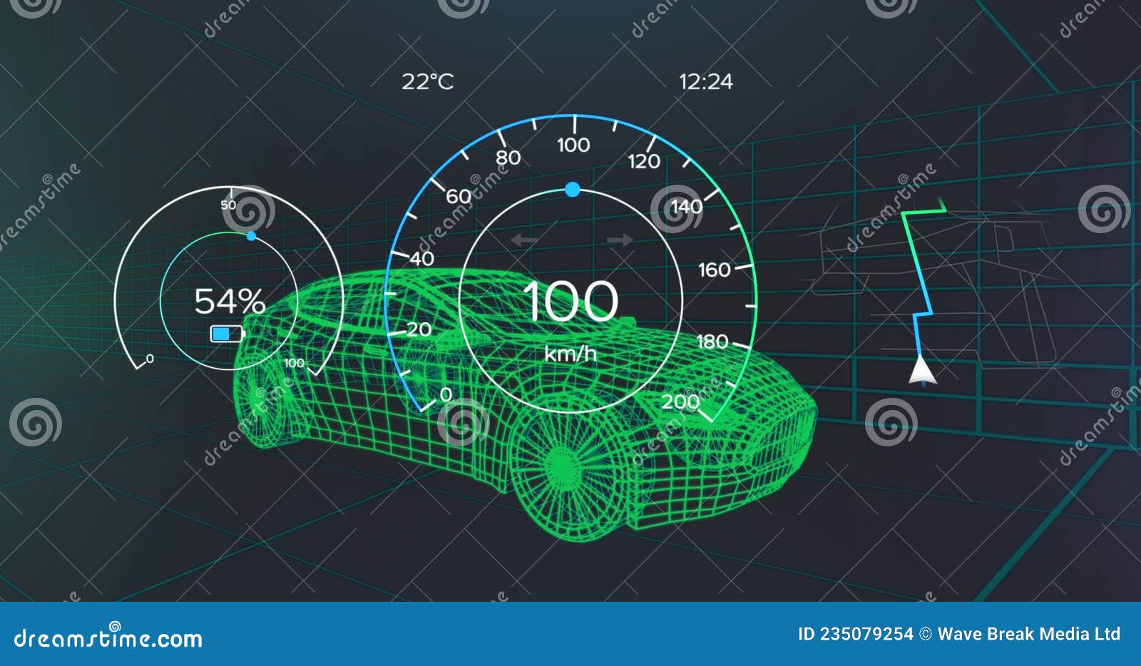 Animation of Speedometer, Gps and Charge Status Data on Vehicle ...