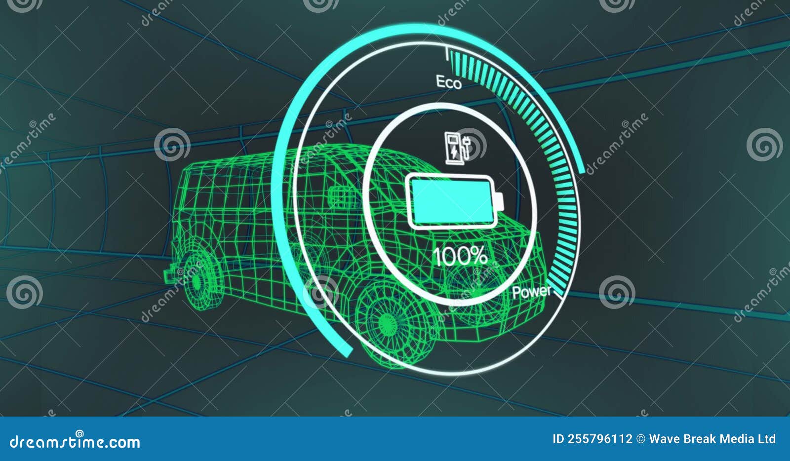 Animation of Speedometer Over 3d Model of a Van Moving Against Blue ...