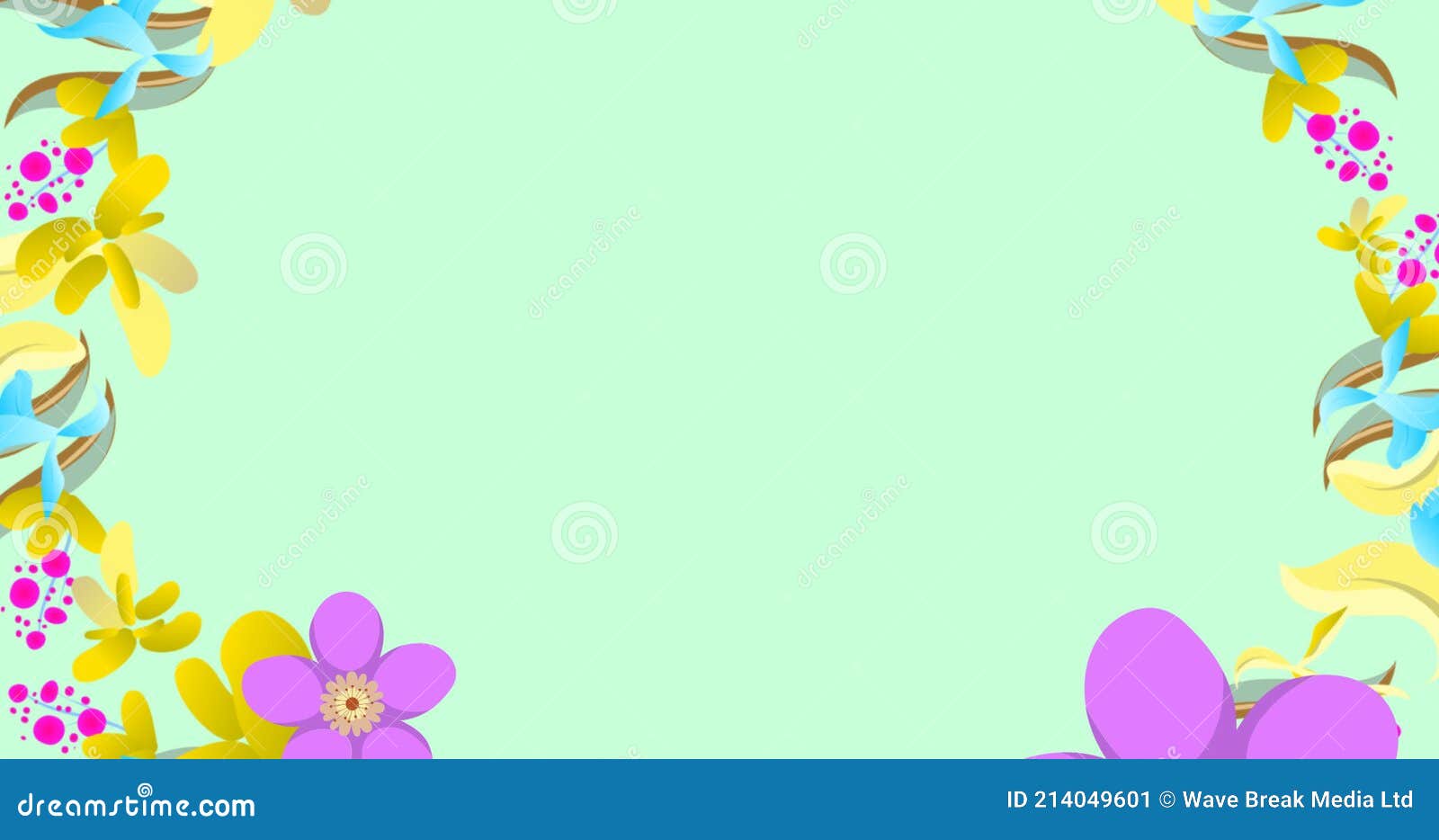 Animation of Spinning Circle of Spring Flowers on Light Blue Background ...